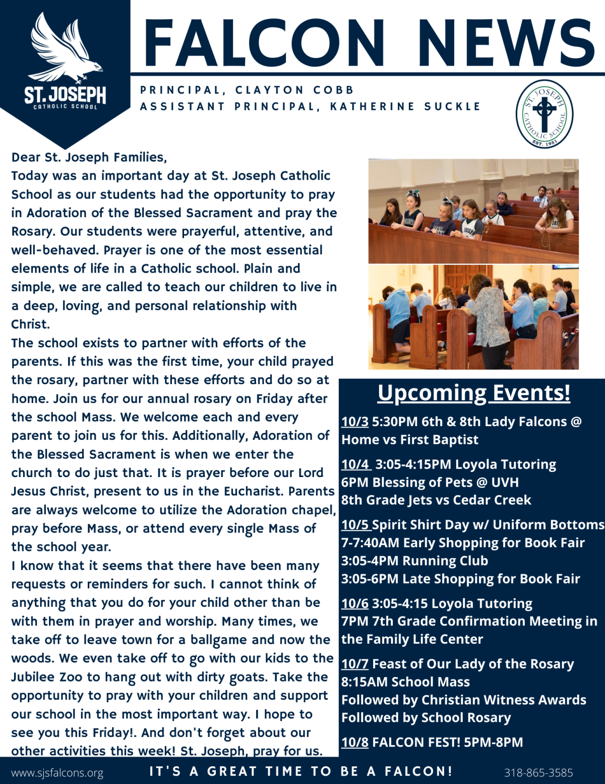 Falcon News, October 3, 2022 - St. Joseph Catholic School