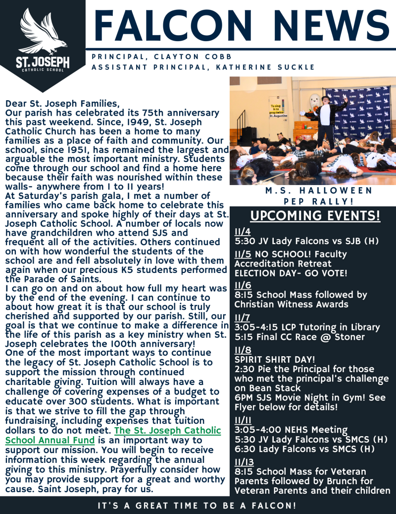 Falcon News, November 4, 2024 - St. Joseph Catholic School